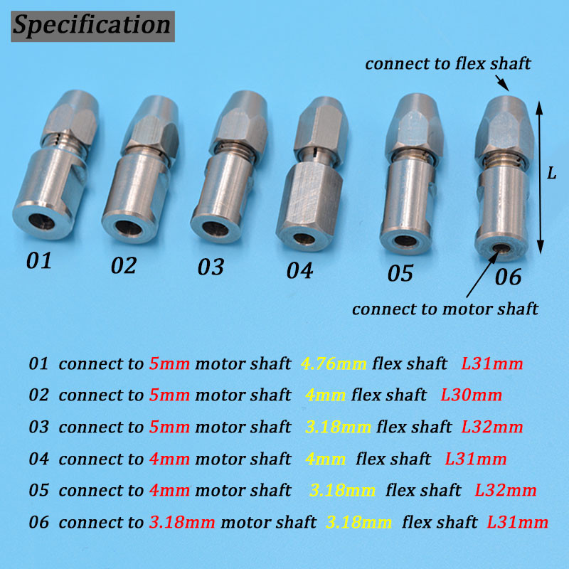 RC Boat Flexible coupling CNC Stainless Steel Flex Collet Coupler 5x4 ...