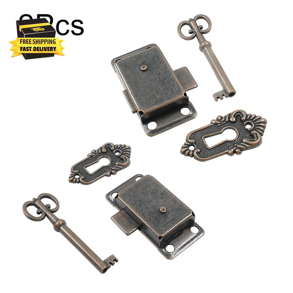 2Pcs Antique Cabinet Lock Vintage Lock,Curio Furniture Cabinet Lock and ...