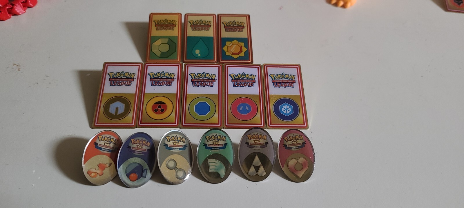 Pokemon League TCG Metal Trainer Badges Pins Lot Kanto Johto Hoenn 14 ...