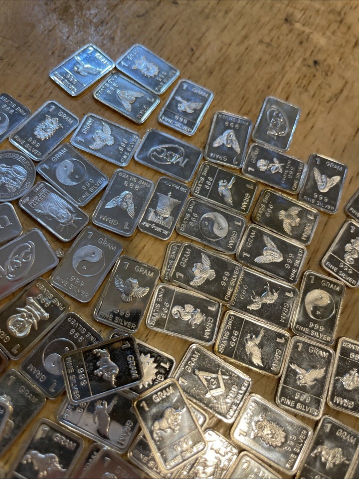 Lot of 10 x 1g gram .999 Fine Silver Bars | eBay