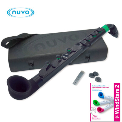 Nuvo jSax Pre-Saxophone Instrument for Beginner w/ Book - Black/Green ...