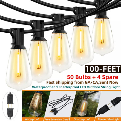 50FT - 400FT LED Outdoor String Lights Dimmable Waterproof ST38 LED Patio Lights | eBay