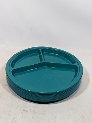 vtg Lot 12 Packerware plastic picnic 10.25" Compartment plates Teal ...