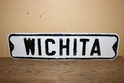 Vintage 1950's WICHITA Kansas 24" Embossed Metal Street Road Sign | eBay