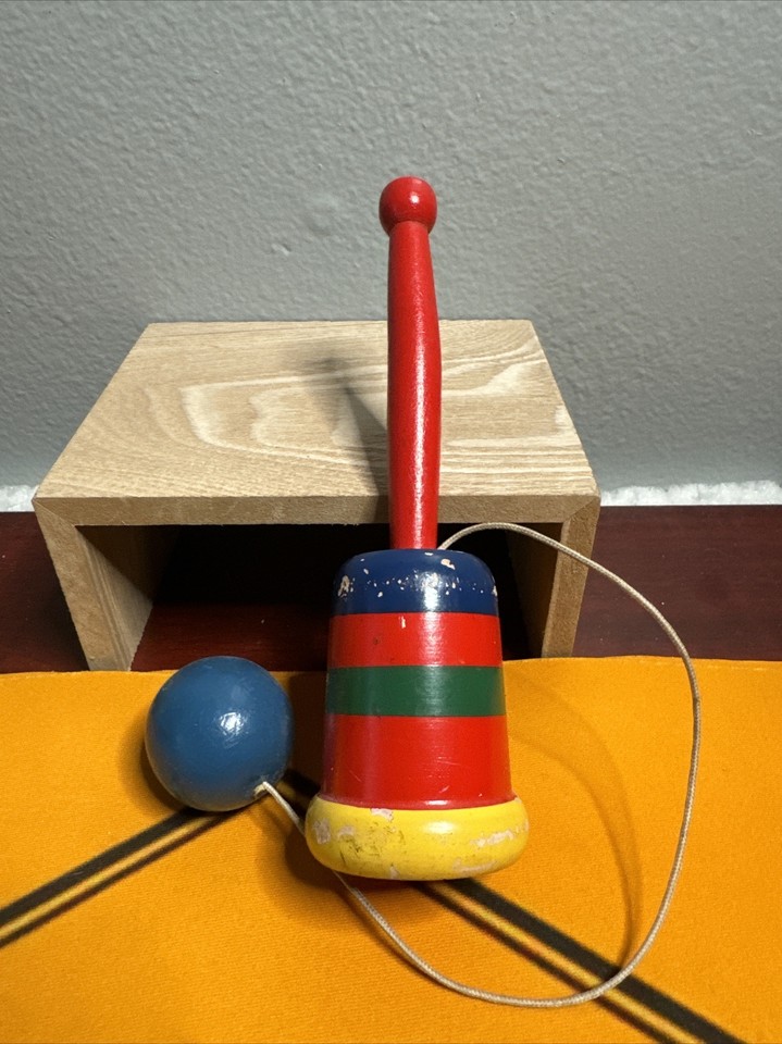 Vintage Kids Stick Cup & Ball on String Toss Catch Game | eBay