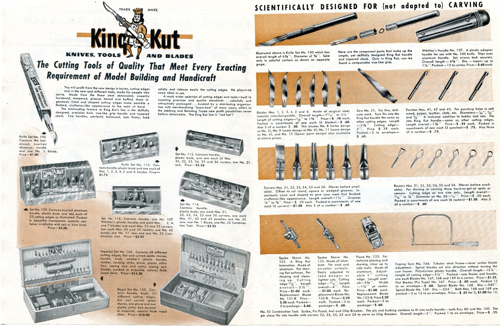 1949 2pg Print Ad of King Kut Knives Tool & Blade Sets | eBay