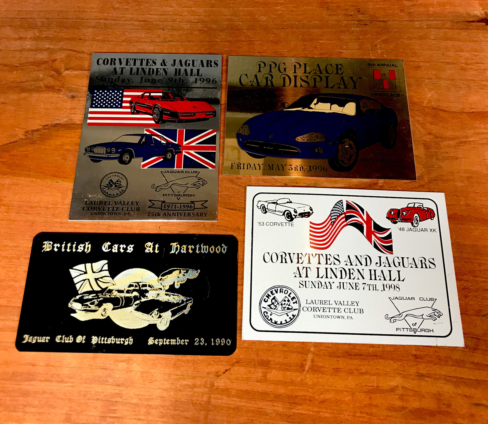 Lot Of 4 Jaguar British Car Show Dash Plaques Corvette Club Jaguar Club ...