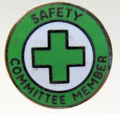 SAFETY COMMITTEE MEMBER enamel inlaid brooch pinback button. mint ...