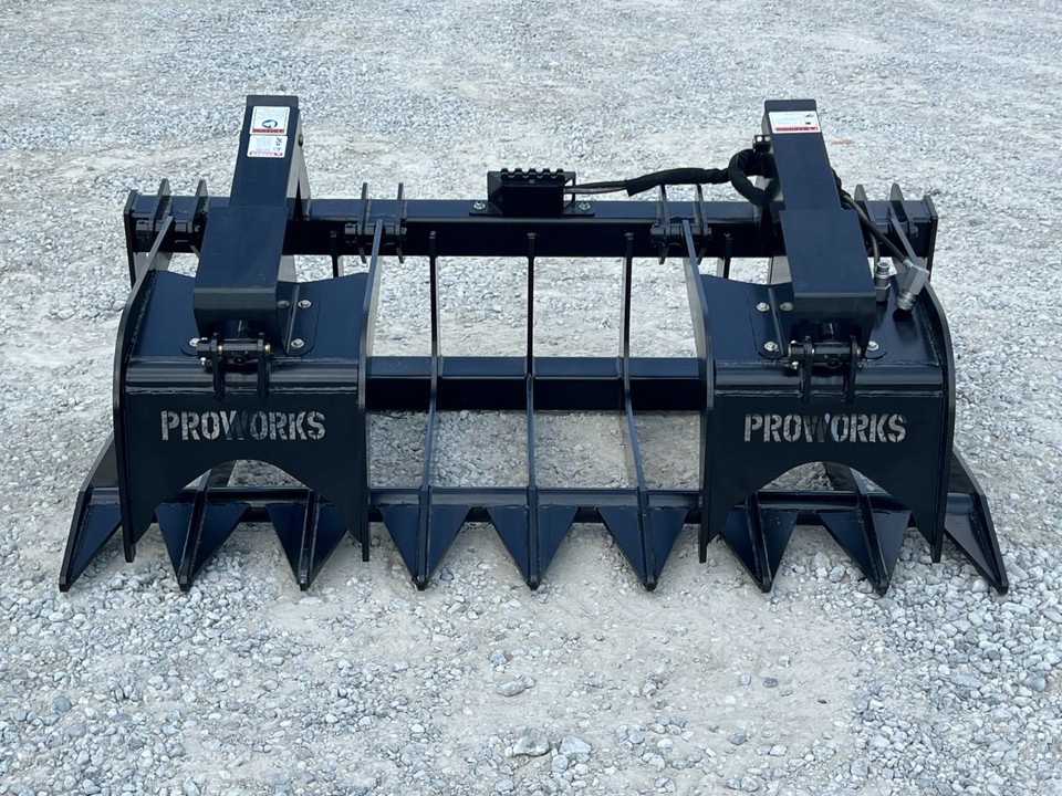 72" Root Rake Grapple Extreme Duty Dual Cylinder Attachment Fits Skid ...