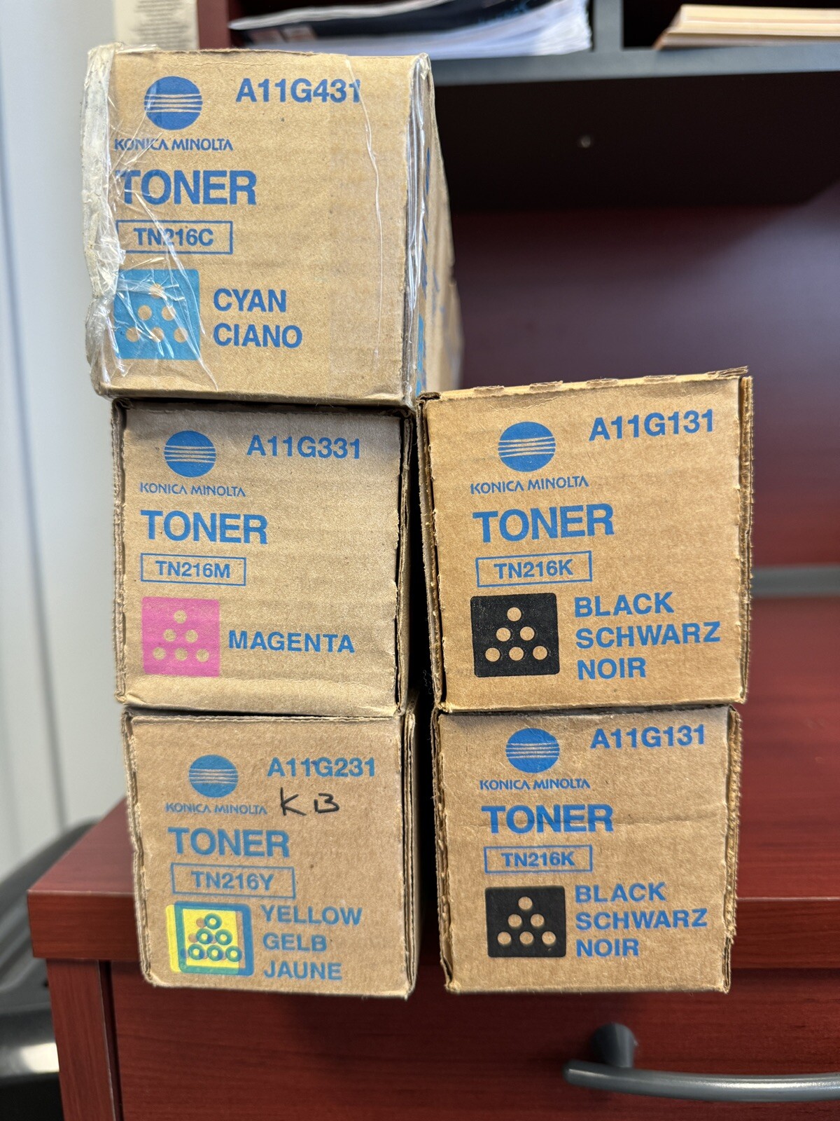 Lot of 5Brand New Genuine Konica Minolta TN216 TN-216 Toner Cartridges ...