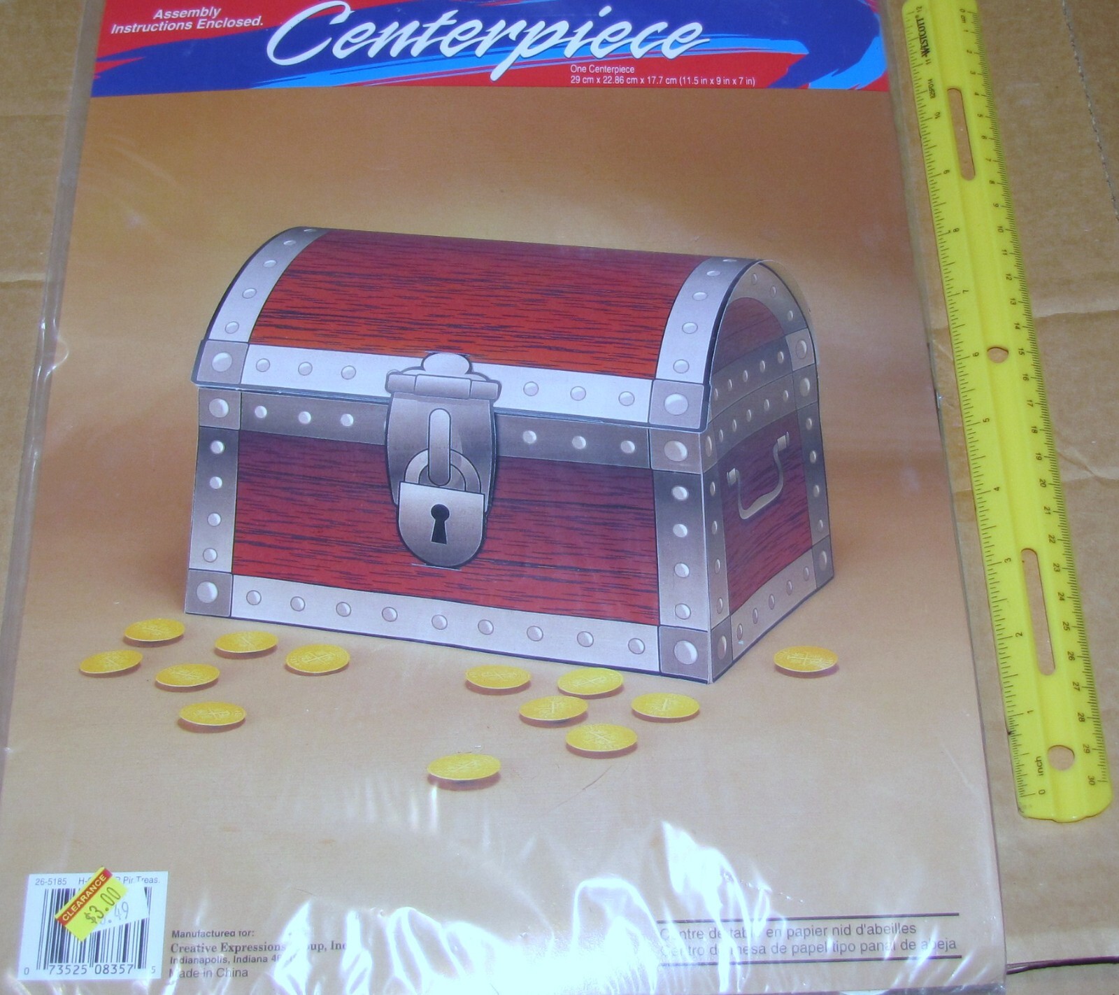 Pirate Treasure Chest Centerpiece #265185, 1/pkg, Paper Treasure Chest ...