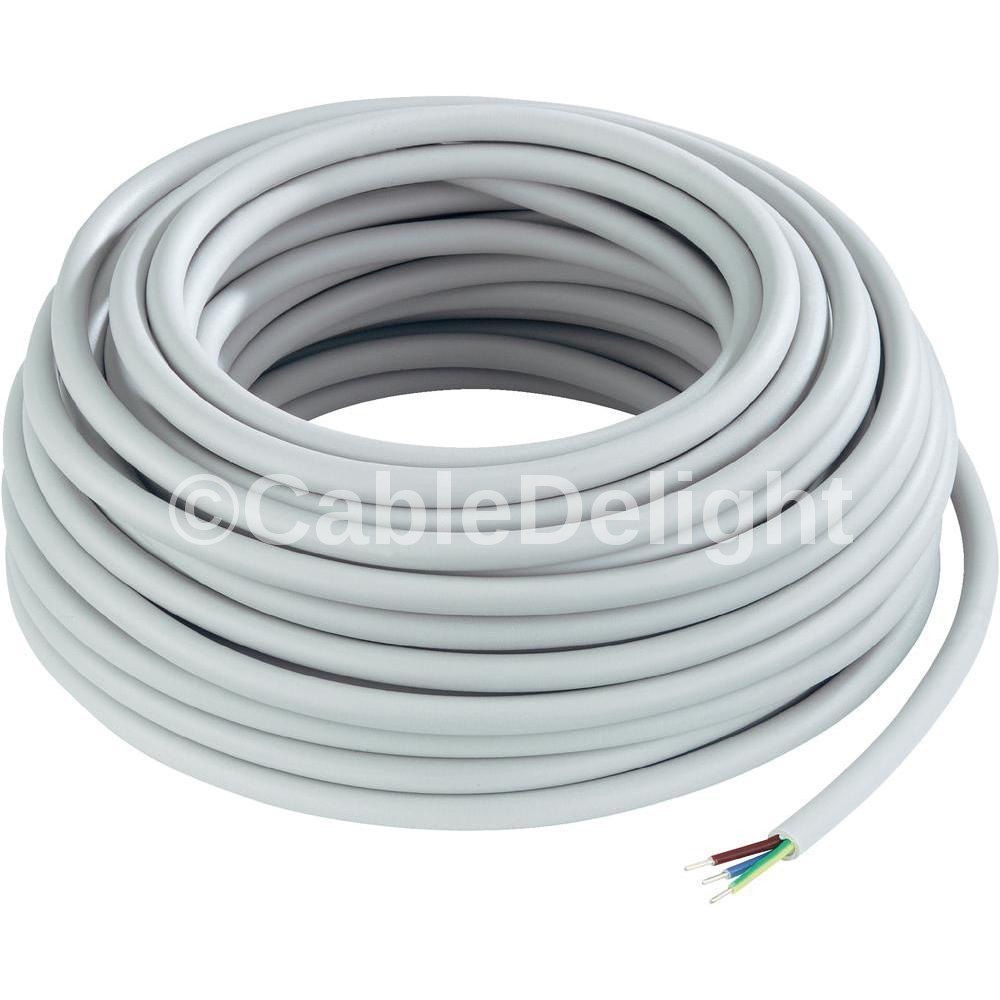 13 AMP 1.5mm 3 Core WHITE Electrical Mains Wire Cable Flexible PVC ...