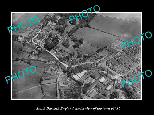 OLD POSTCARD SIZE PHOTO SOUTH DARENTH ENGLAND AERIAL VIEW OF TOWN c1930 ...