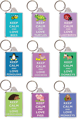 Various Keep Calm Animals & Birds - Double Sided Large Keyring Gift ...