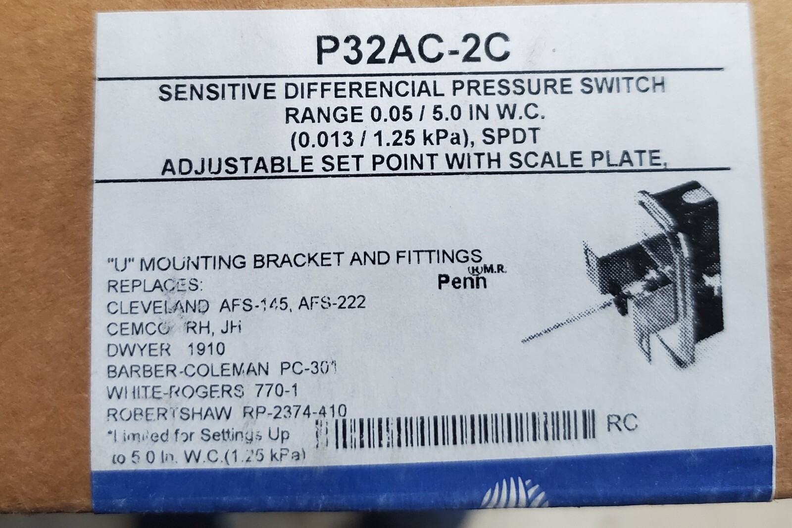Johnson Controls Sensitive Differential Pressure Switch P32AC-ZC | eBay UK