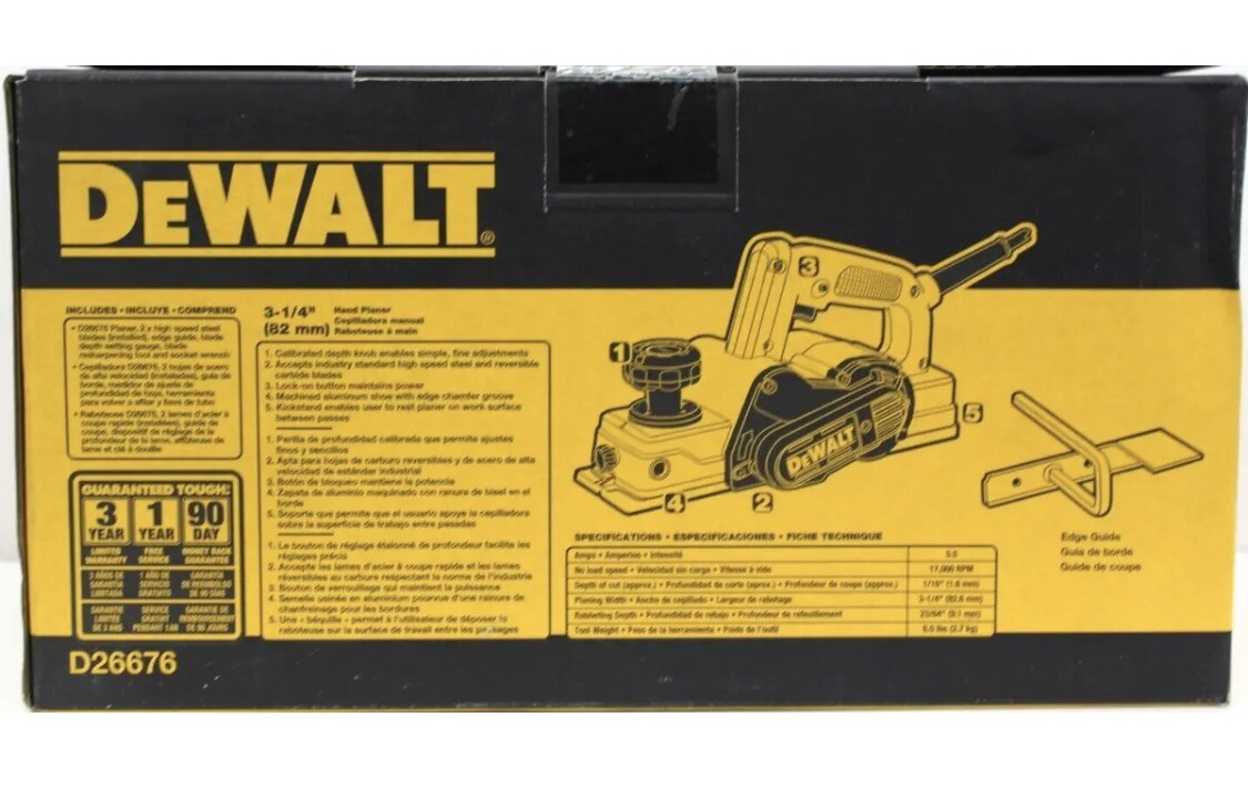 DEWALT D26676 5.5 AMP PORTABLE CORDED 3-14" INCH HAND HELD PLANER **NEW ...