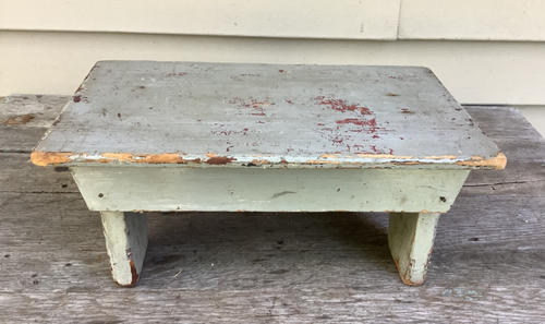 Antique Solid Wood Gray Foot Stool Rustic Primitive Work Milking Hand ...