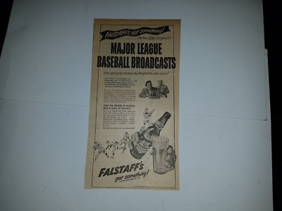 Falstaff Baseball 1951 Advertisement Buddy Blattner Joe DiMaggio Ted ...