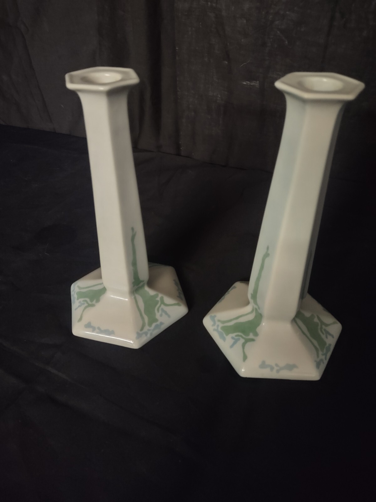 Pair Of Antique American Belleek Lenox Candle Stick Holder Hand Painted ...