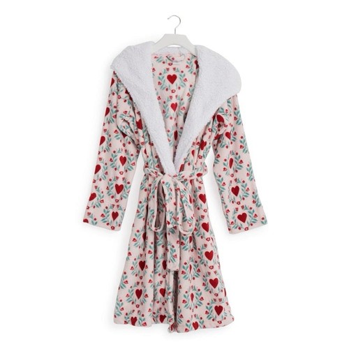Vera Bradley Women’s Cozy Life Robe Imperial Hearts Pink Fleece Sherpa ...