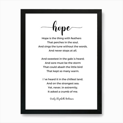 [ POSTER ONLY A4 ] Hope Poem By Emily Elizabeth Dickinson Art Print ...
