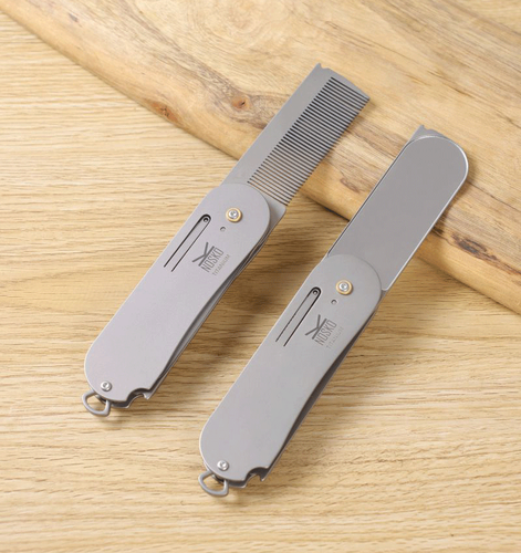 New EDC Titanium Comb Folding for Beard Shaving Hair Style Pocket Carry ...