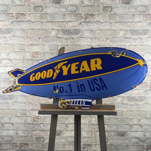 GOODYEAR Enamel Sign 39.4x18.1" (100x42cm) Pneu Garage Service Retro ...