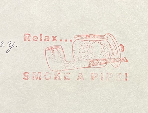 1957 New York Meter Slogan: “Relax…Smoke A Pipe” | eBay