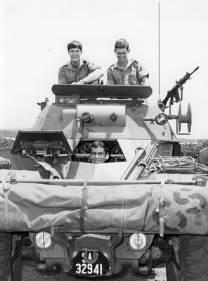 B&W Photo Rhodesian Armored Car Rhodesia Light Infantry FN FAL RLI ...