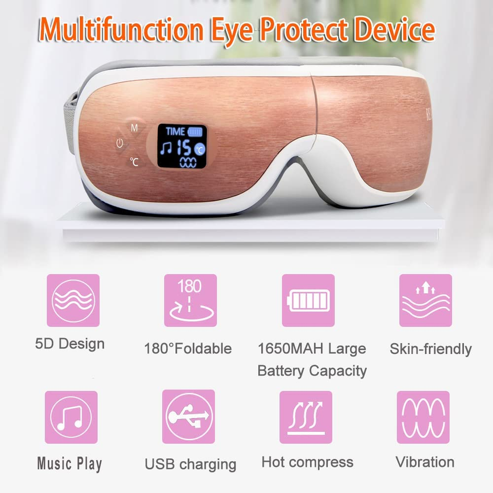 Eye Massager w/ Heat, Vibration, Music Play, Rechargeable Eye Care ...