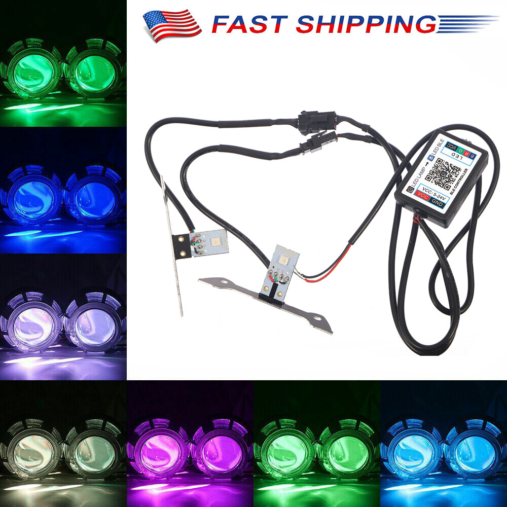 Pair RGB LED Devil Eyes APP Bluetooth Control Demon Eye For Car ...