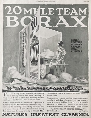 1923 AD(L23)~PACIFIC COAST BORAX CO. NYC. BORAX 20 MULE TEAM HOUSEHOLD ...