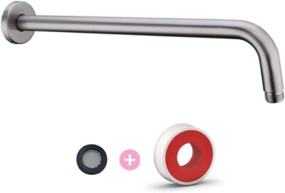 16 Inch Shower Extension Arm Brushed Nickel L-Shaped Extra Long Shower ...