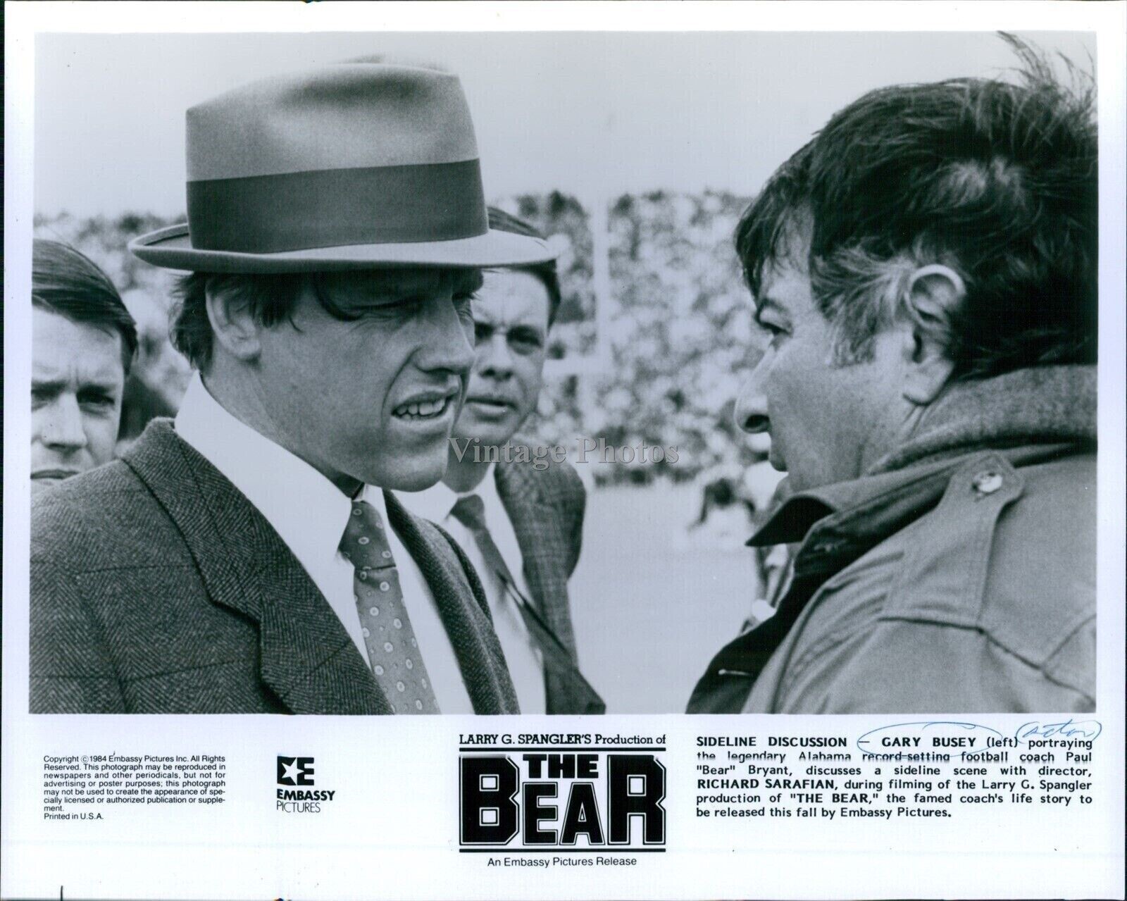 1984 Photo Actor The Bear Gary Busey As Paul Bear Bryant Richard ...