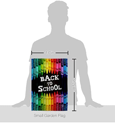 School and Crayons Garden Flag Set Wall Hanger Education Back to First ...