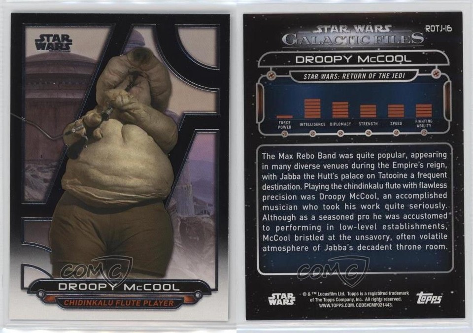 2017 Topps Star Wars Galactic Files Reborn Droopy McCool #ROTJ-16 10ou ...