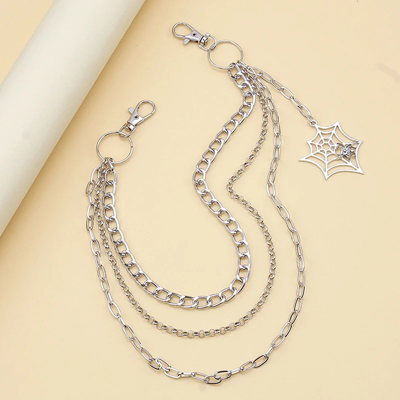 Fashion Punk Metal Pants Chain Hip Hop Waist Chain Spider Web Pendant ...