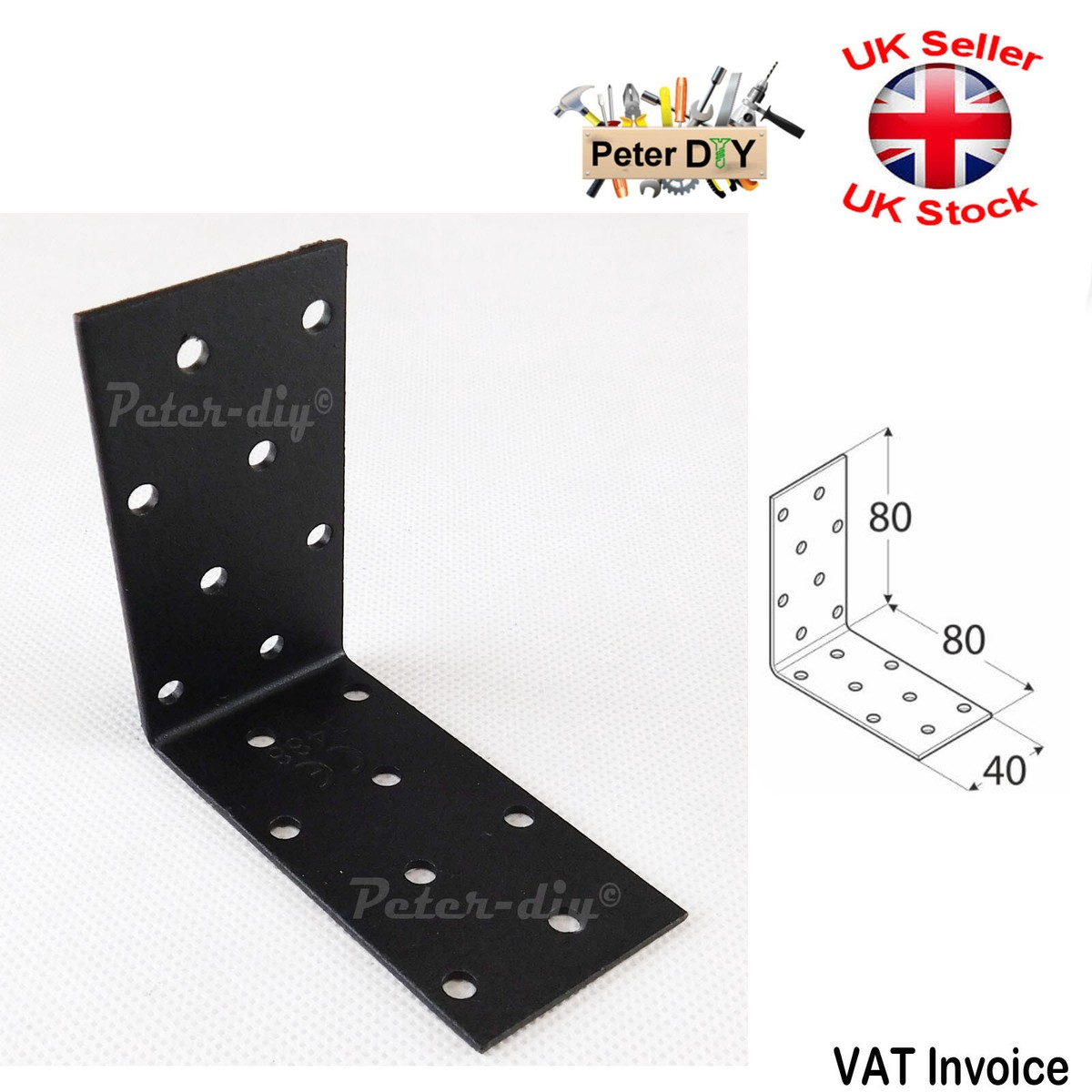 Decorative Metal Angle Brackets Pack Of 2 X Black Corner Brackets