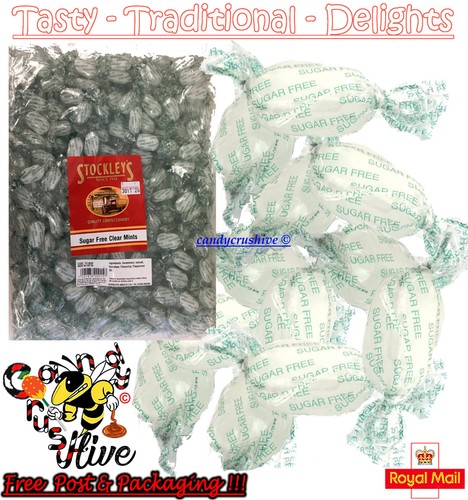 7g - 10kg Stockleys Sugar Free CLEAR MINTS Flavour Hard Boiled Wrapped ...