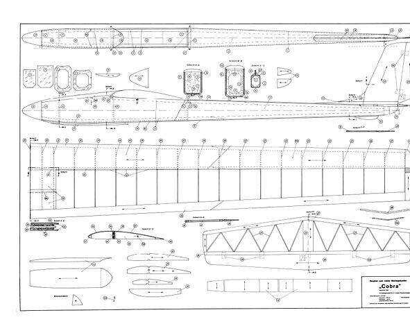 Cobra Sailplane Glider 86" Wingspan RC Model Airplane Printed Plans ...