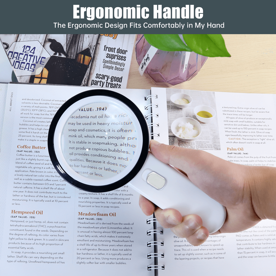 Magnifying Glass 30X Handheld 12 LED Light Magnifier for Reading ...