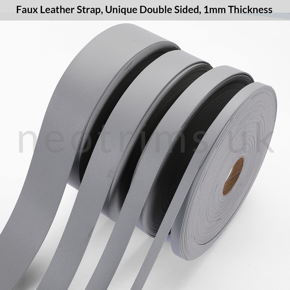 Faux Leather Strap Tape Ribbon Trim Double Sided Strong Trimming 15Cols ...