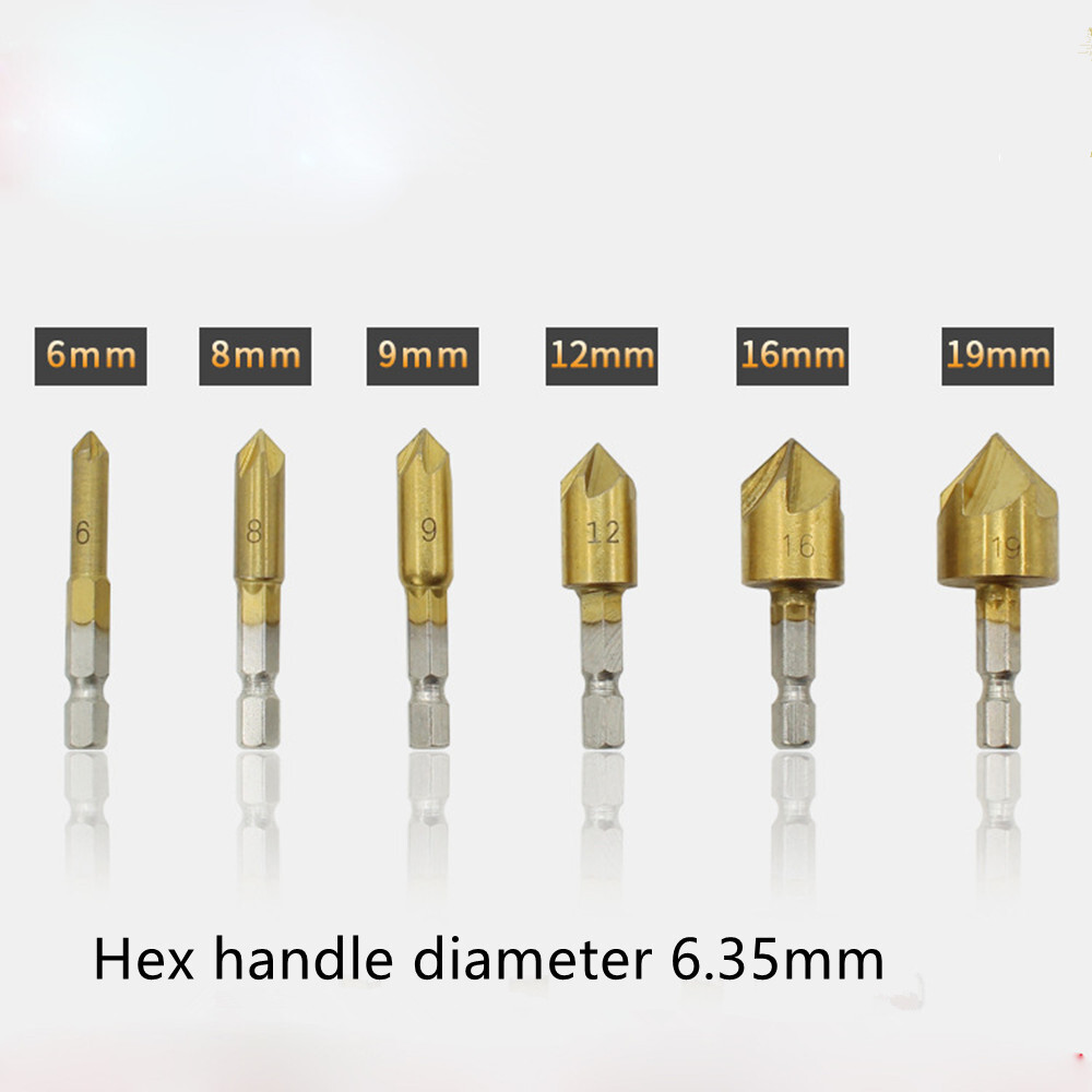 6-19mm Drill Countersink Tool Bit Set 1/4'' Hex Shank Counter Sink ...