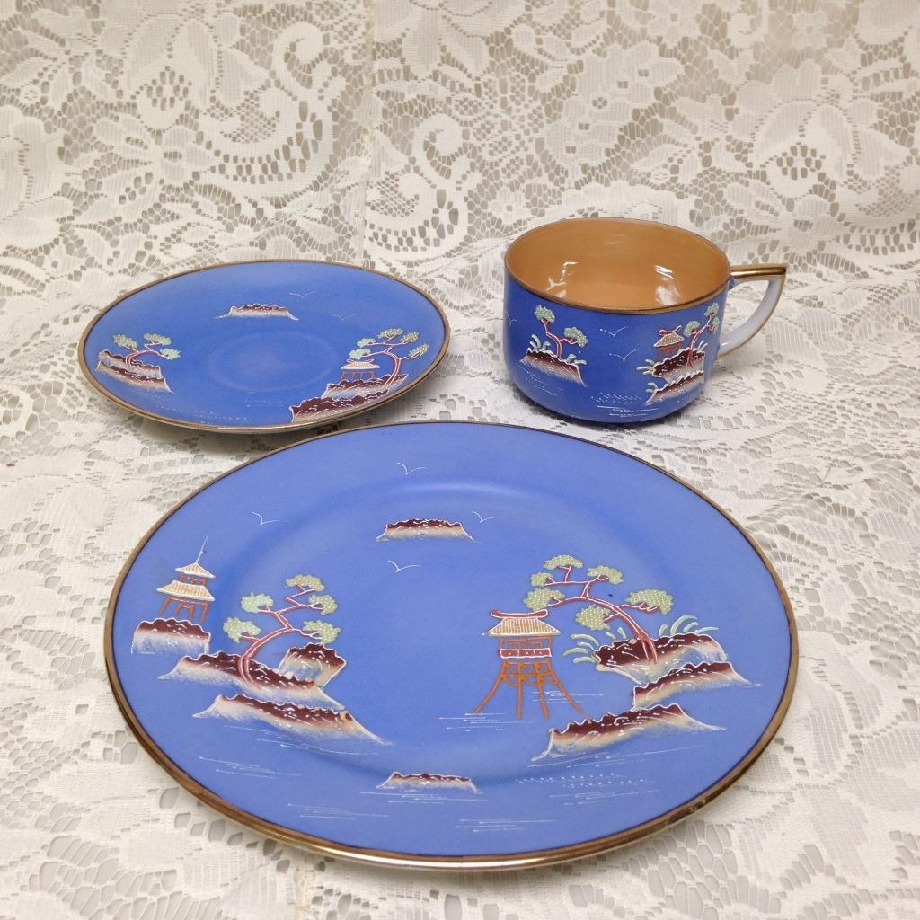 Vintage, Japan, Moriage, Variant Gaudy Blue Willow 7.5in Snack Plate | eBay