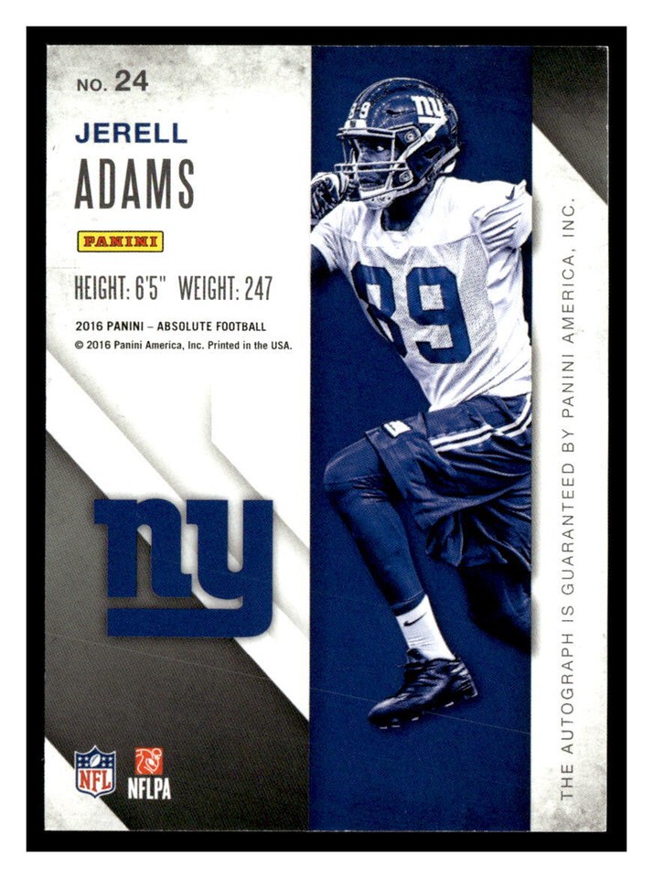 JERELL ADAMS 2016 PANINI ABSOLUTE ROOKIE INK AUTOGRAPH /150 AUTO | eBay