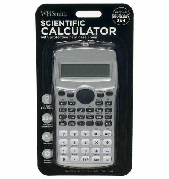 WHSmith Silver Scientific Calculator Battery Powered Over 224 Features ...