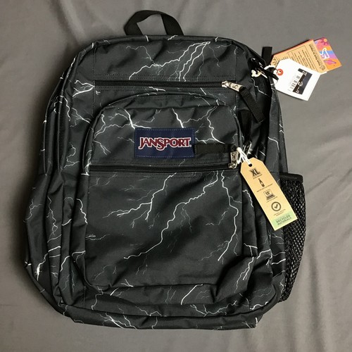 JanSport XL Big Student Book Bag Backpack Electric Bolts Black Laptop ...