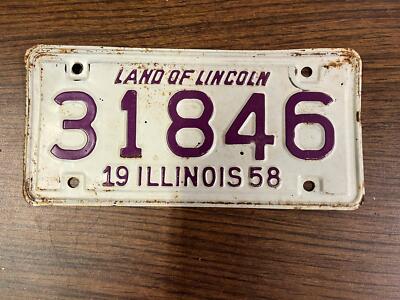 VTG Original 1958 Illinois Motorcycle License Plate 31846 Harley Indian ...
