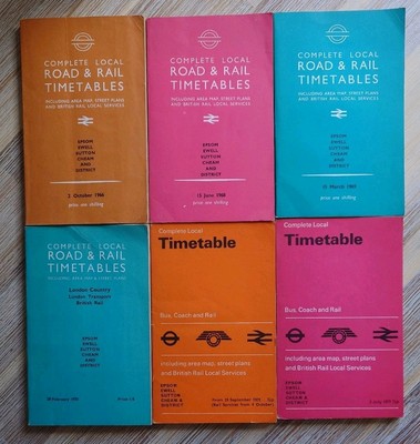Complete Local Road & Rail Bus Timetables Epsom Sutton Cheam 1966/68/69 ...