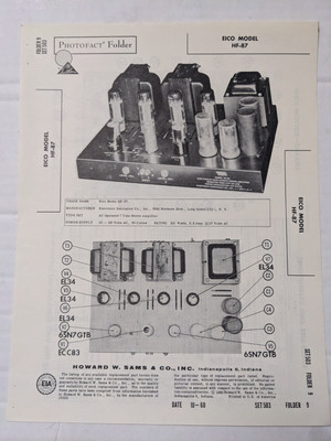 Eico Model HF-87 Tube Amplifier Sam's Photofact | eBay